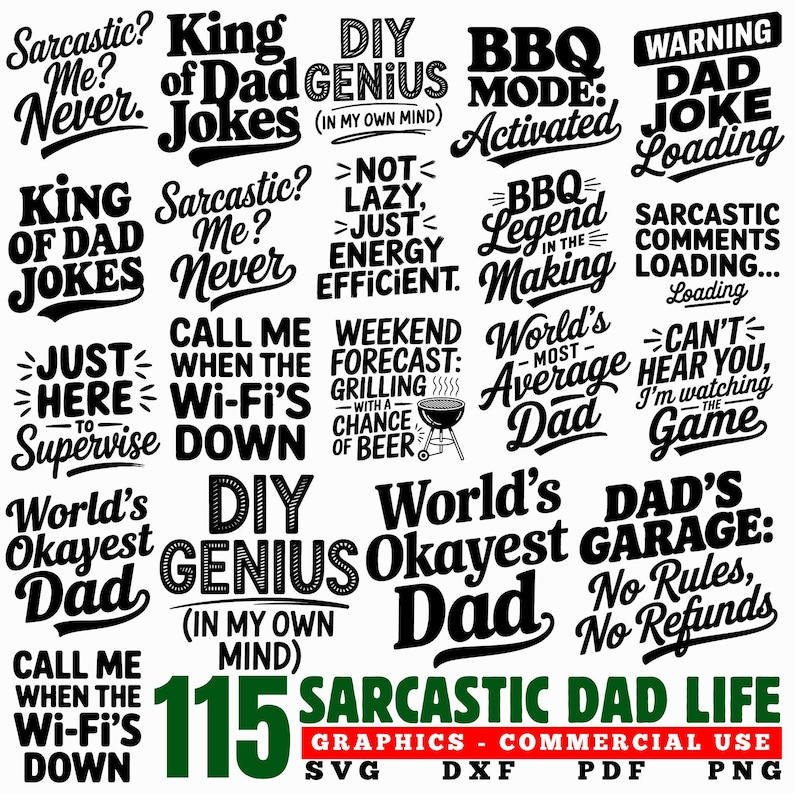 Sarcastic Dad Life Svg Png Pdf & Dxf Bundle for Funny Dad Crafts ...