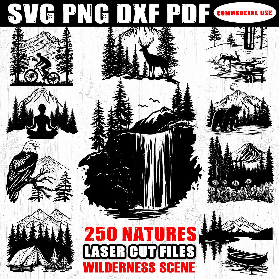 Laser Cut Files Natures Wilderness Scene Cuttable Bundle Svg Dxf Pdf ...