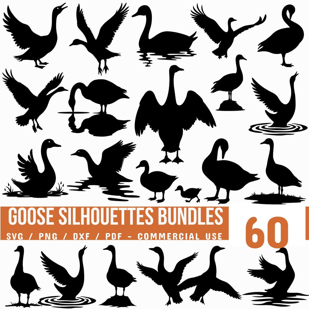 Goose Silhouettes Svg Png Pdf Files Bundle Cricut Cut Files Instant ...