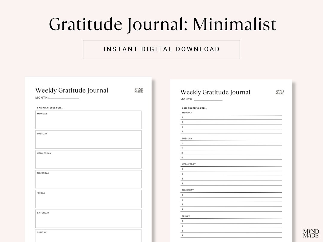 Printable Weekly Gratitude Journal for Personal Development and Self ...