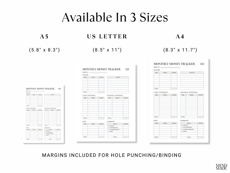 Printable Monthly Money Tracker for Budgeting and Financial Planning - Etsy