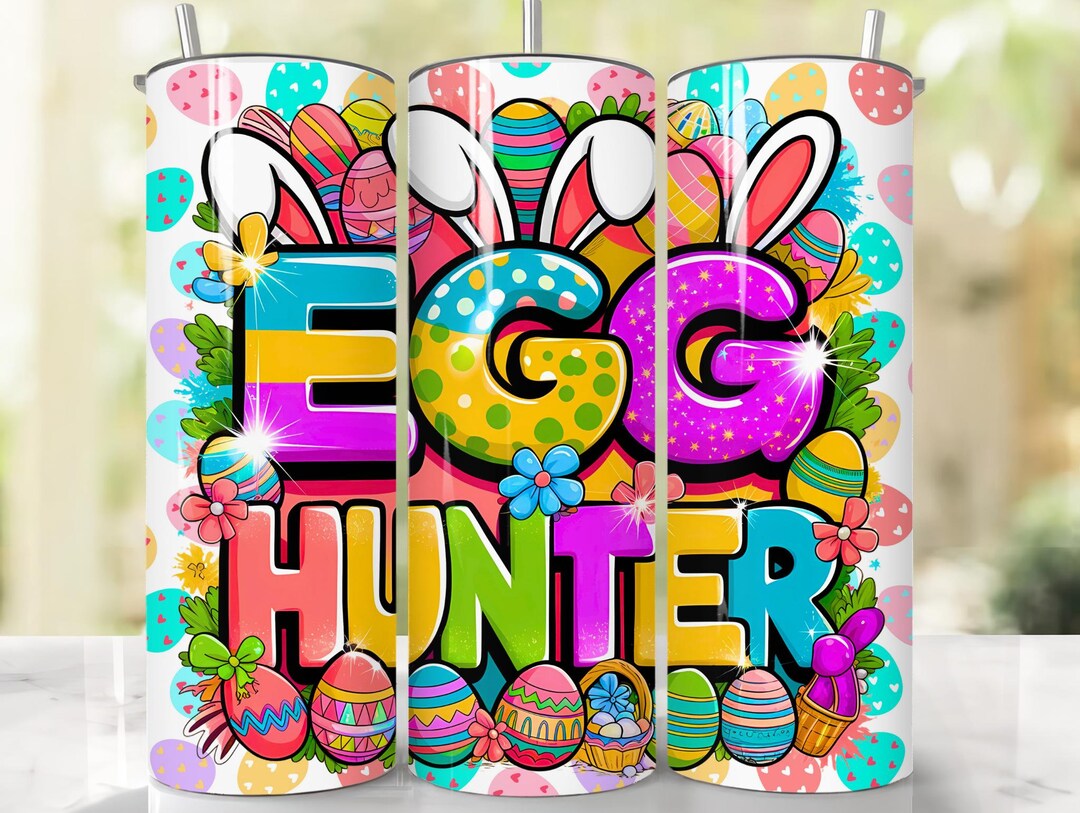 Egg Hunter Happy Easter Egg Bunny Tumbler Wrap, Bunny 3D Tumbler ...