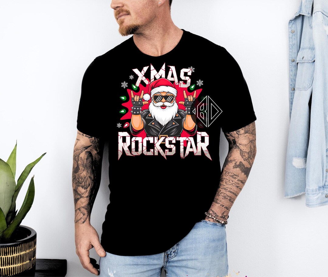 Xmas Rockstar Christmas Png, Funny Santa Claus PNG, Christmas Rockstar ...