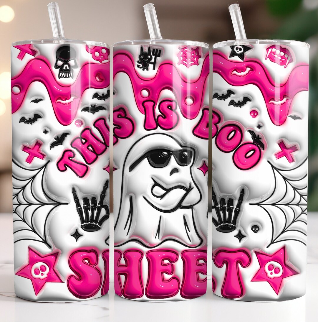 3D This is Some Boo Sheet Halloween Retro Inflated, 20oz Skinny Tumbler ...