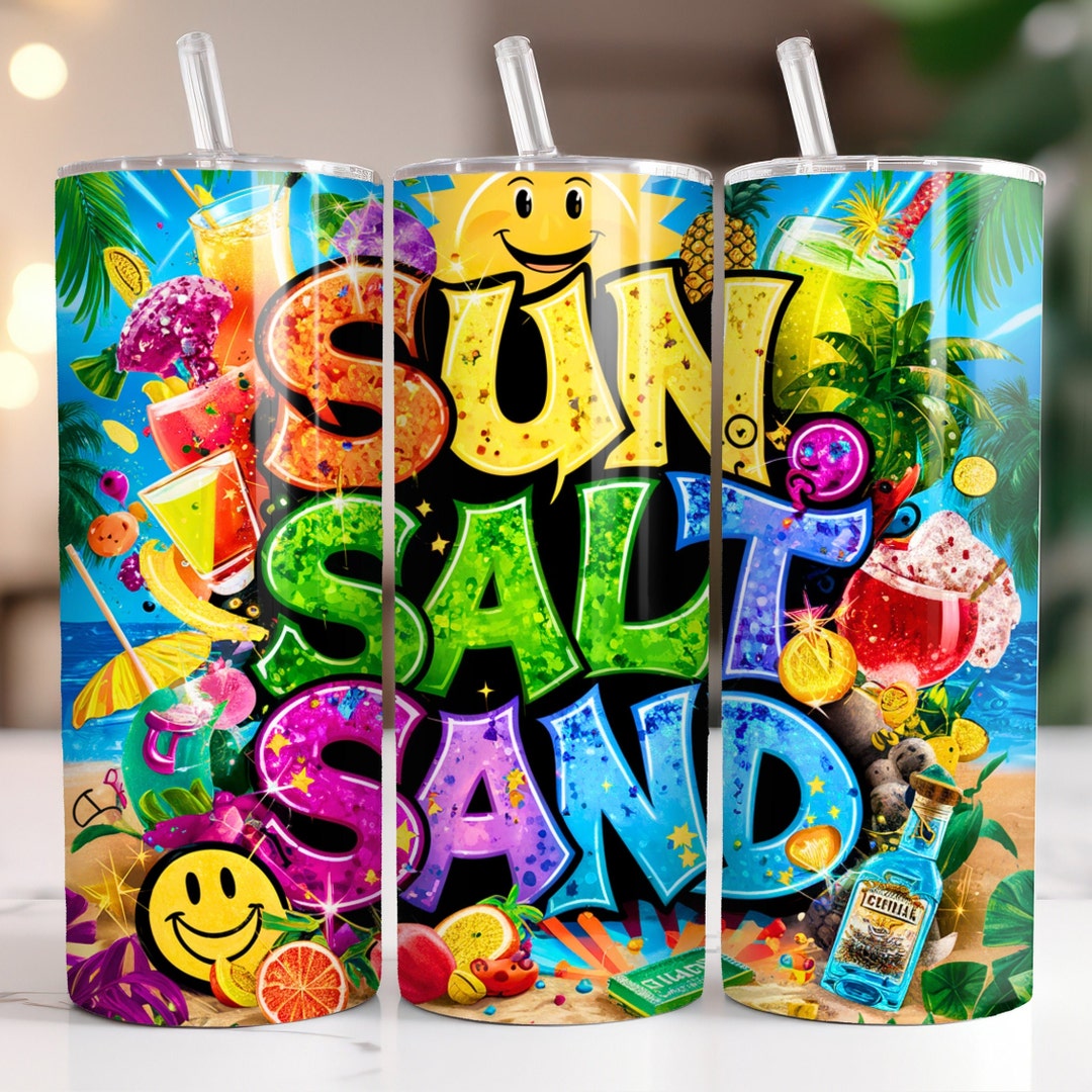 Summer Tumbler Wrap, Sun Salt Sand Design (PNG Digital Files) - Etsy