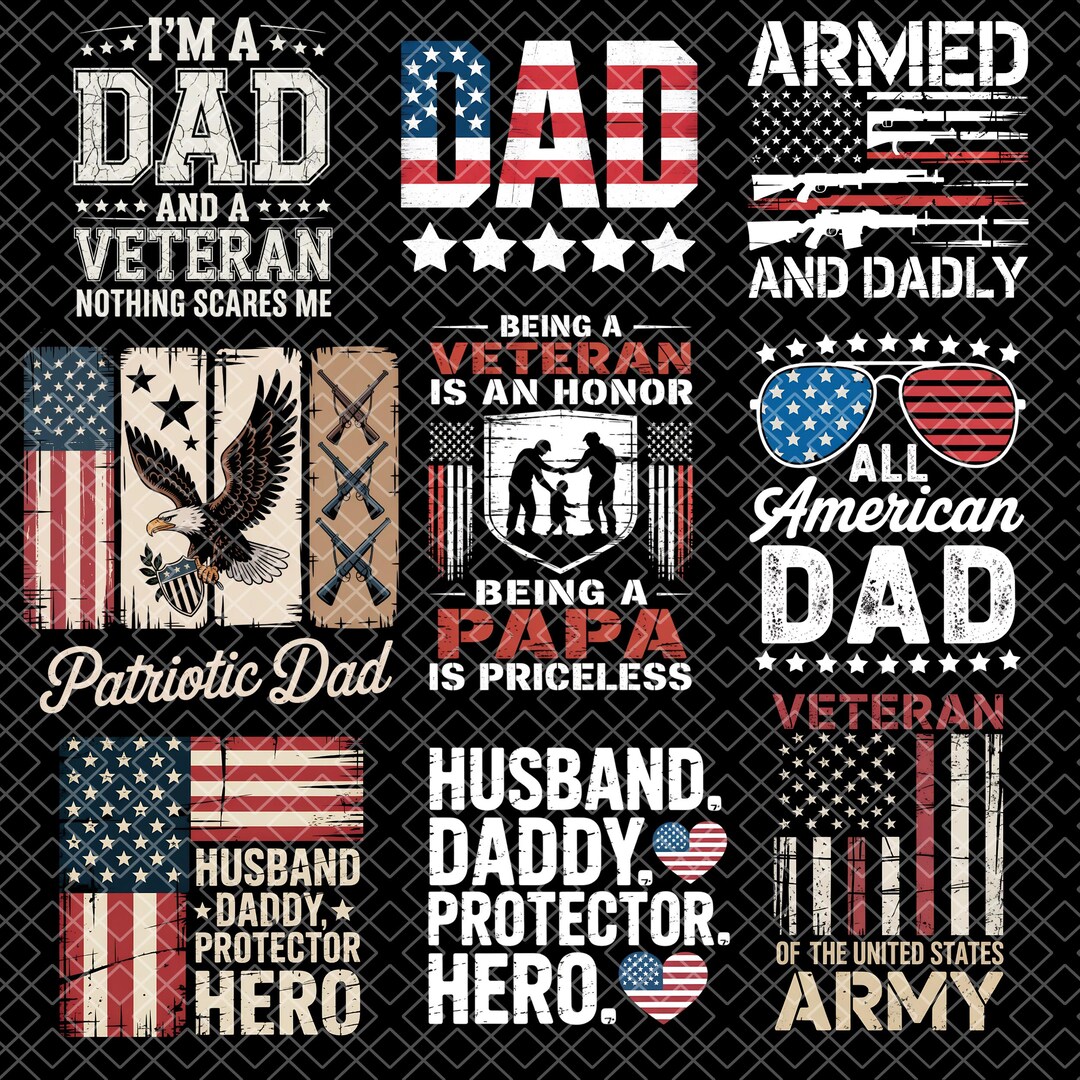 Patriotic Dad Bundle 35+ PNG, Patriotic Father's Day Gift, American Dad ...
