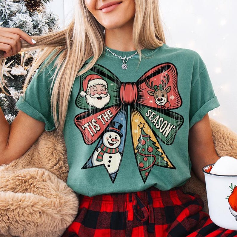 Lazo navideño retro PNG, Papá Noel, reno y muñeco de nieve (descarga ...