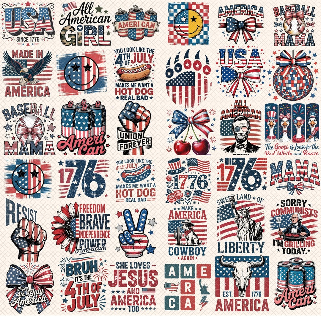 Vintage 4th of July 170+ Mega Bundle, Patriotic Bundle Png, 4th of July ...