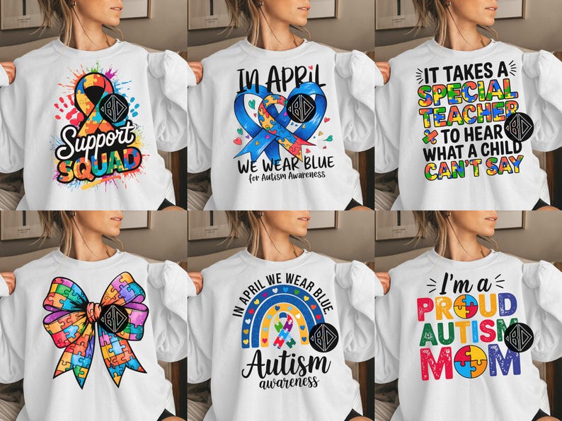 Autism Awareness PNG Bundle, Puzzle Ribbon Designs (digital Download ...