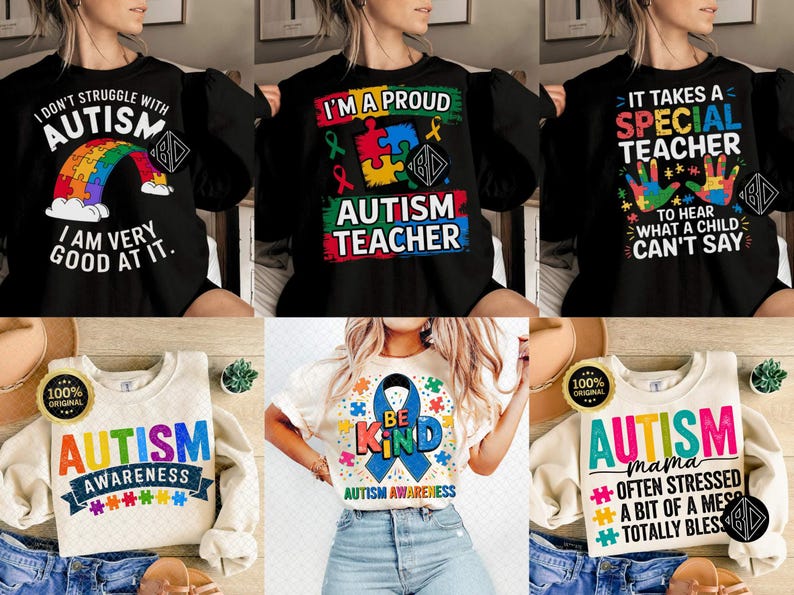 Autism Awareness PNG Bundle, Puzzle Ribbon Designs (digital Download ...