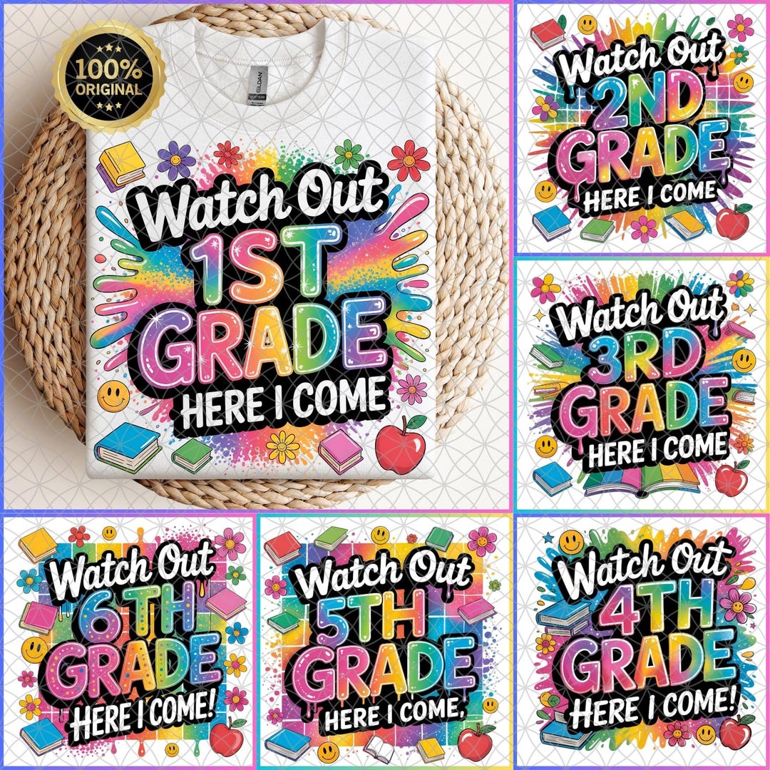 Back to School Grade Level PNG Bundle (digital Download) - Etsy