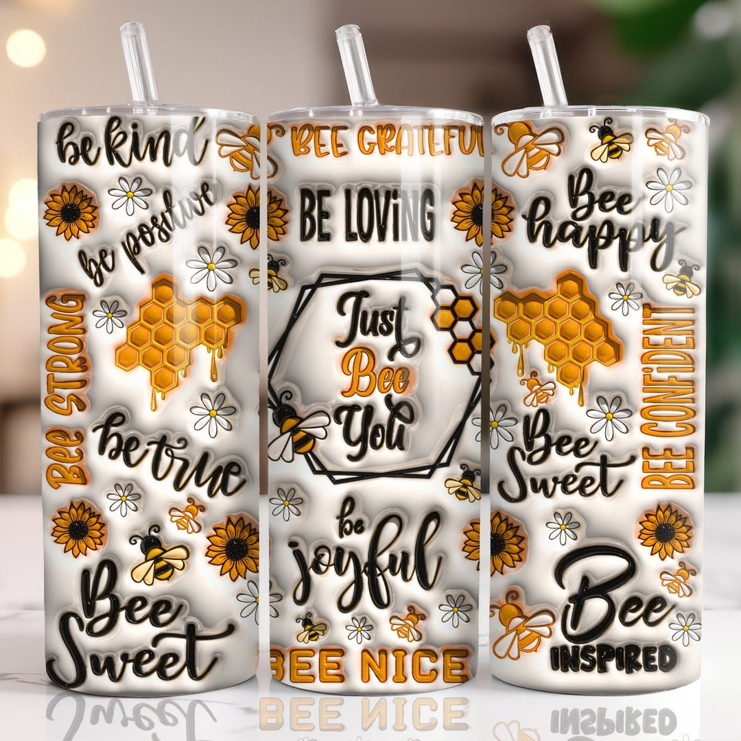 Bee Tumbler Wrap, Positive Affirmations, Honeycomb Design (digital ...