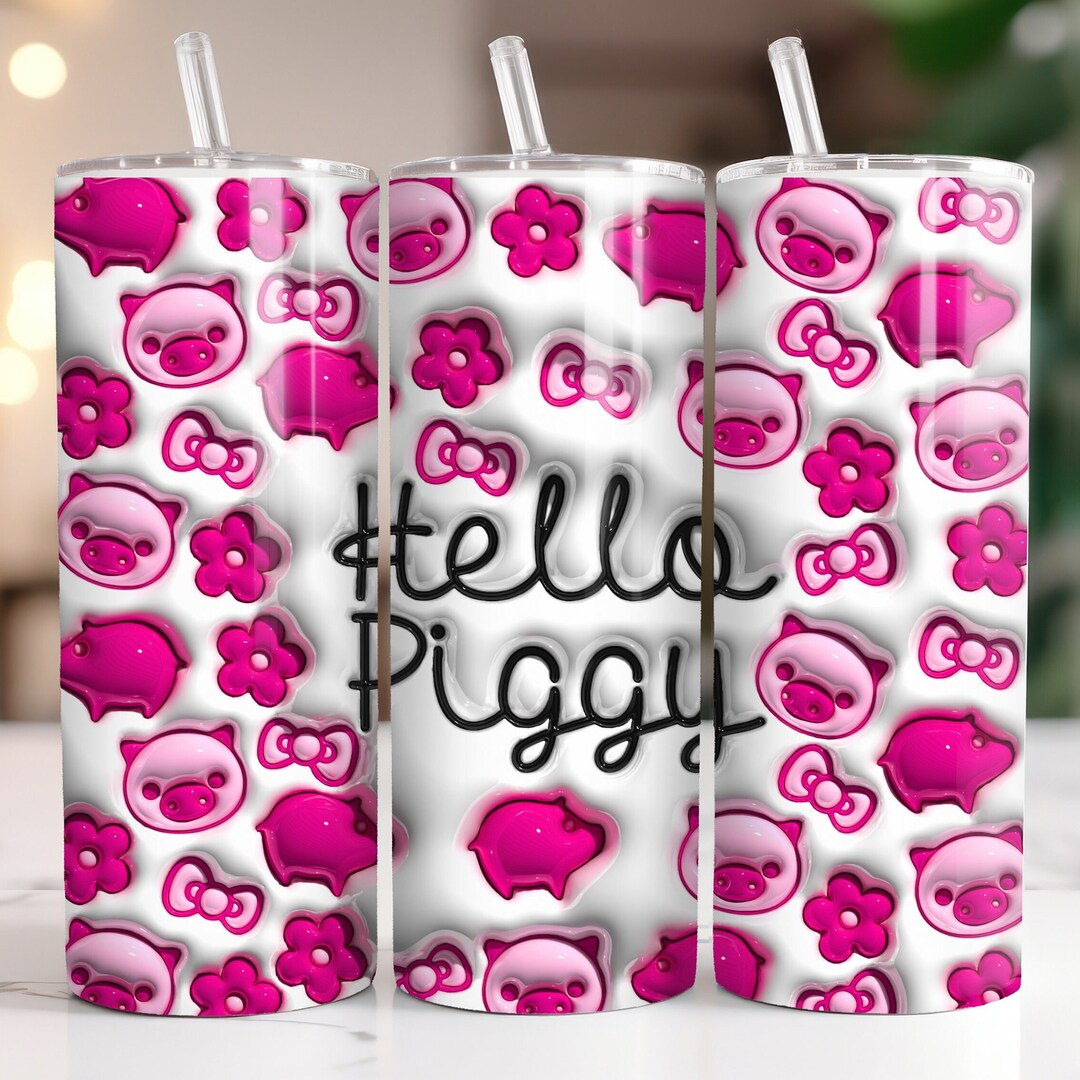 3D Inflated Hello Piggy Happy Valentine's Day Tumbler Wrap, 3D Cute Pig ...