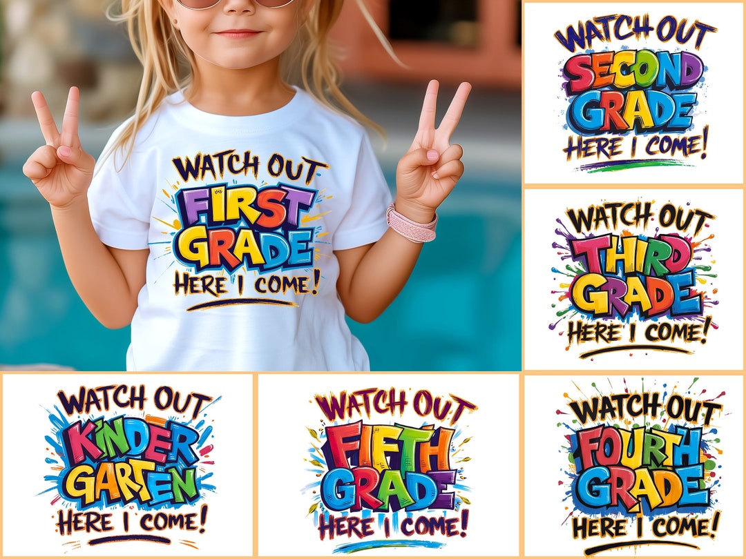 Retro Back to School Grade Level PNG Bundle (digital Download) - Etsy