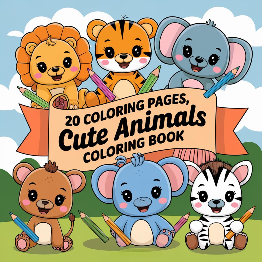 20 Cute Animals Coloring Printable Pages Image, Coloring Book, Coloring ...