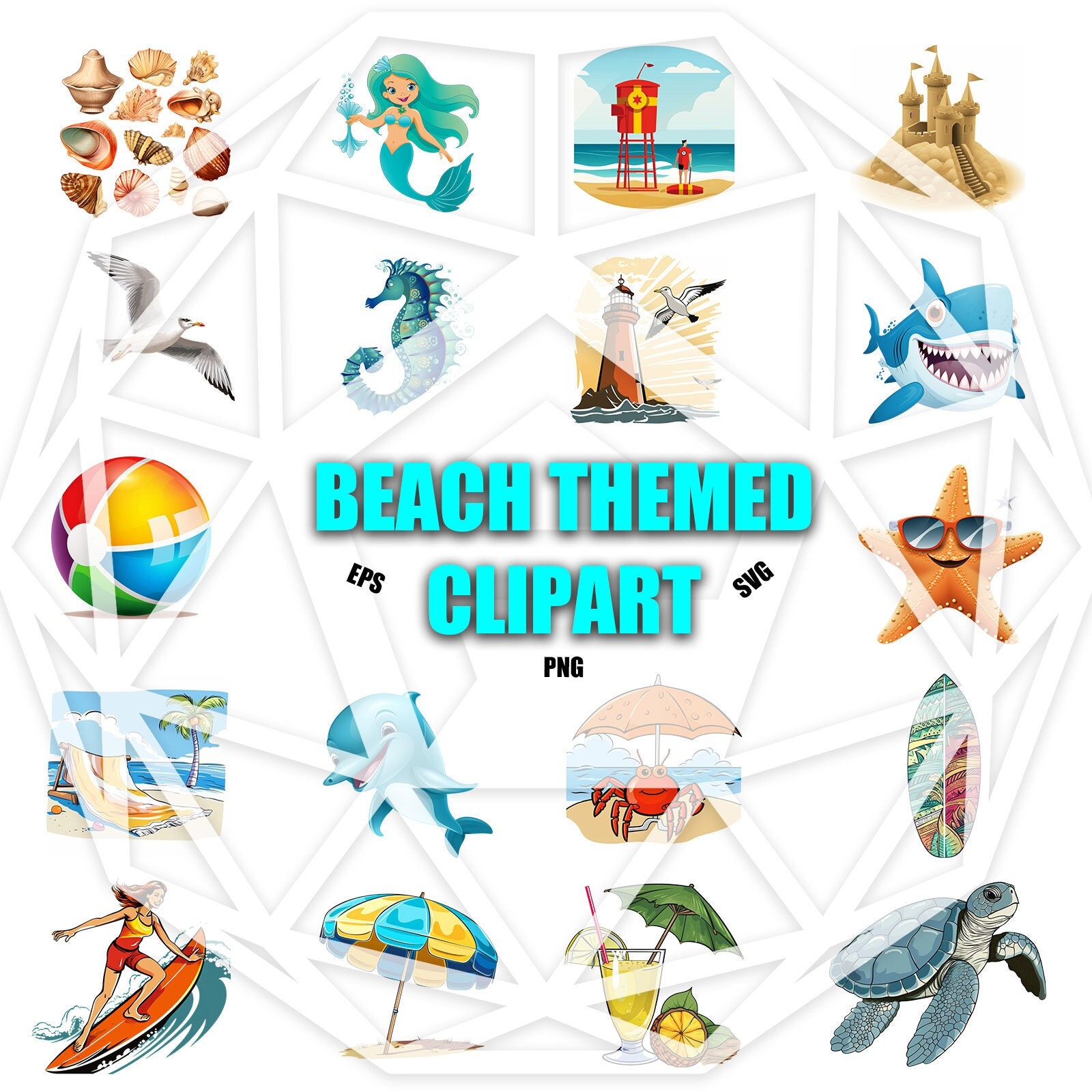50 Beach SVG, Beach Wall Art, Beach PNG, Beach Clipart, Beach EPS ...