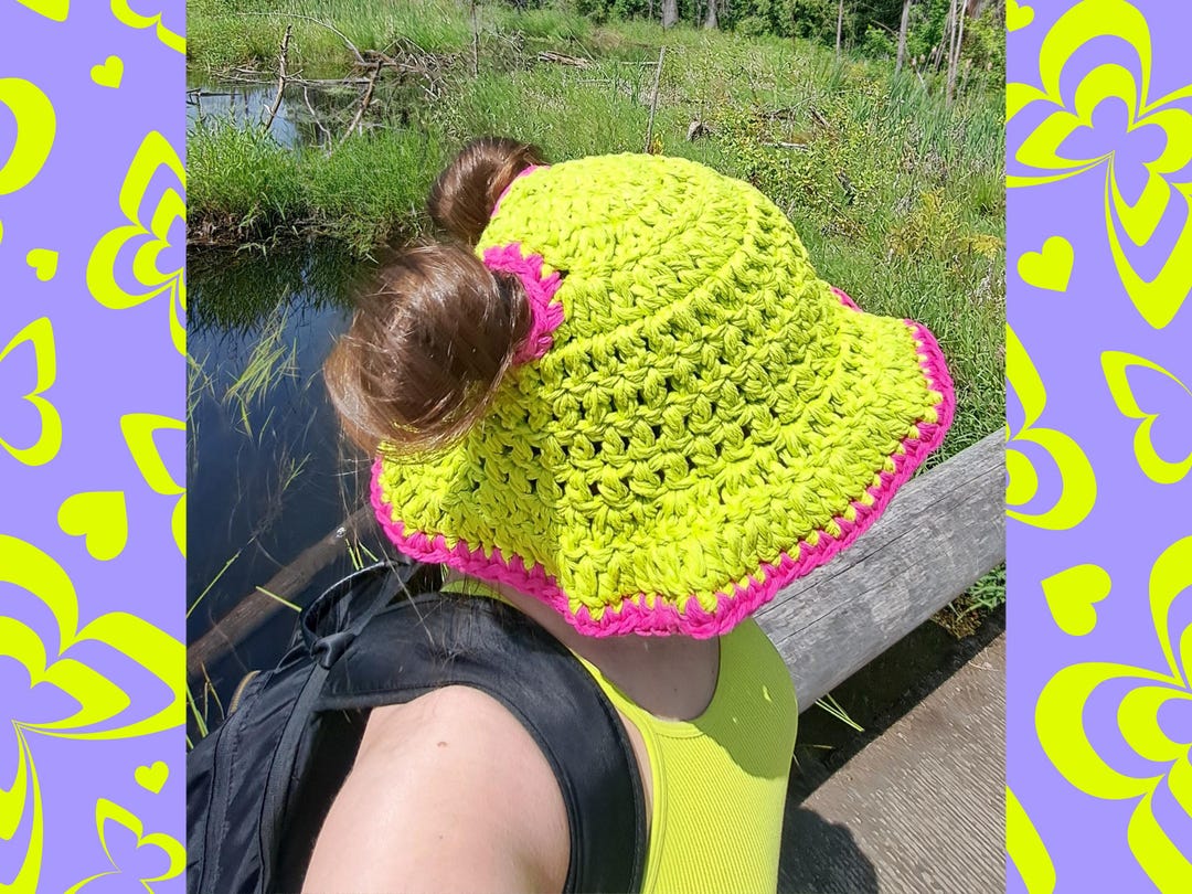 Crochet Space Bun Bucket Hat Pattern | Chunky Summer Hat (PDF Pattern ...