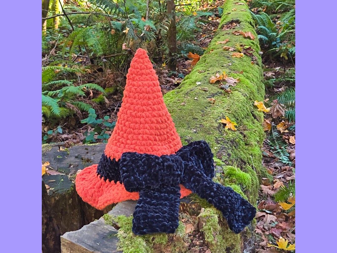 Crochet Witch Hat Pattern | Chunky Velvet Bow, Halloween Costume (PDF ...