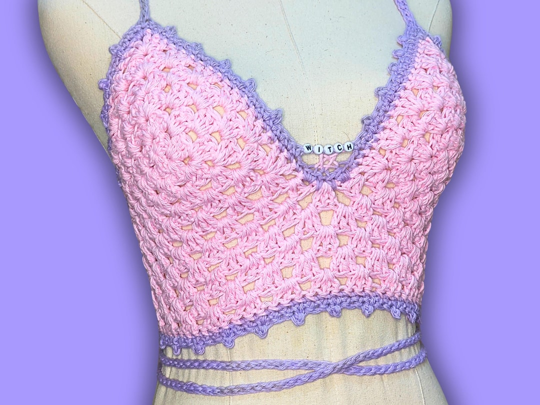 Granny WITCH Crop Top Crochet Pattern, Made to Measure Beaded Keyhole ...