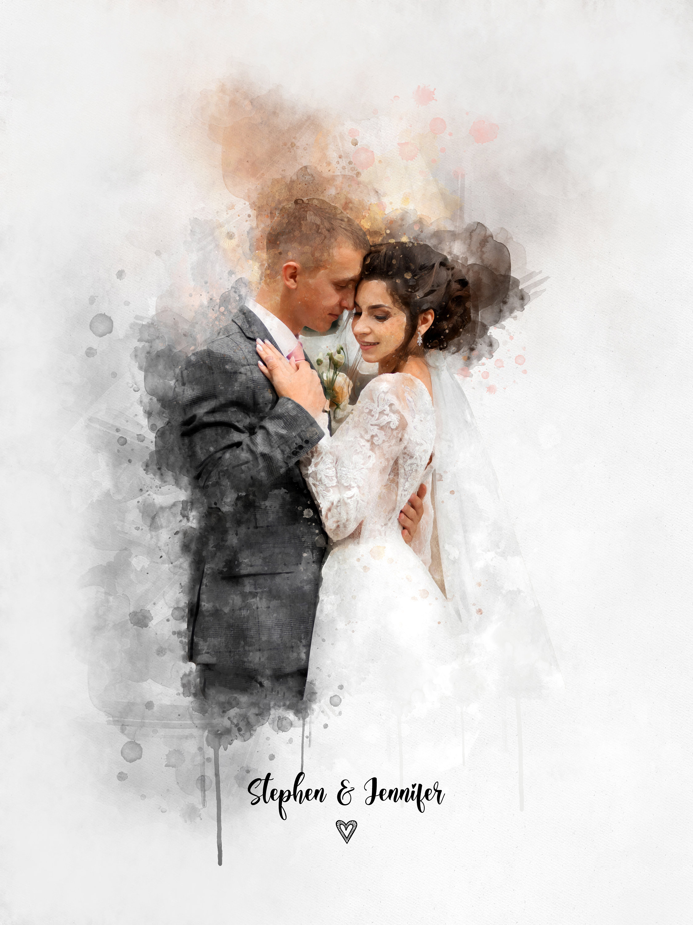 Wedding Anniversary Watercolor Portrait,watercolor Wedding Decor ...