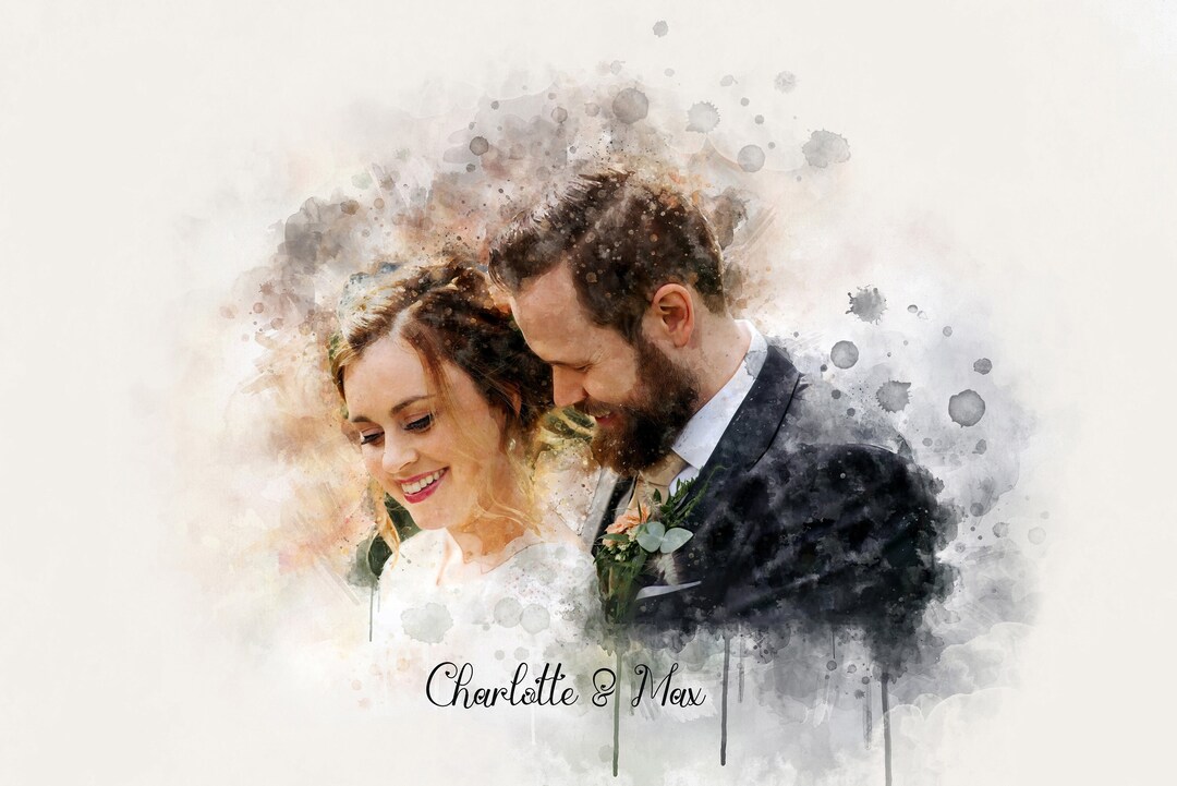 Custom Couple Portrait Watercolor Personalized Gift Anniversary Gift ...