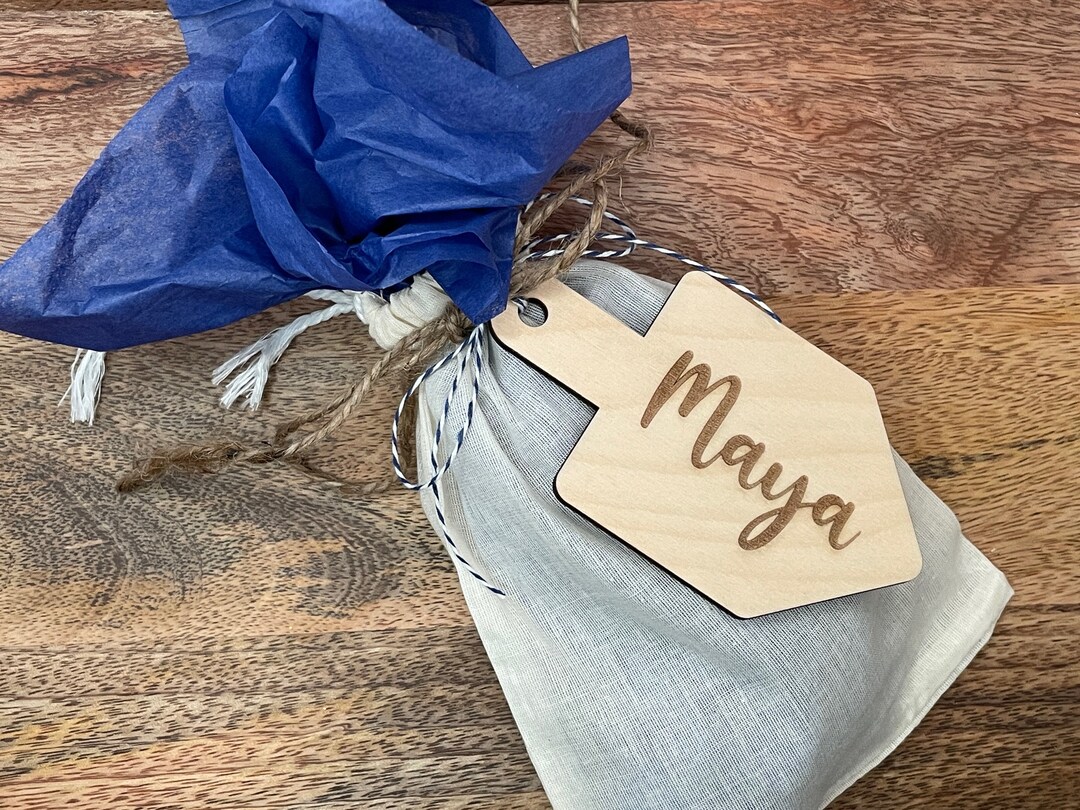 Hanukkah Gift Tags, Wooden Dreidel Name Tags, Gift Tags, Chanukah Gift ...