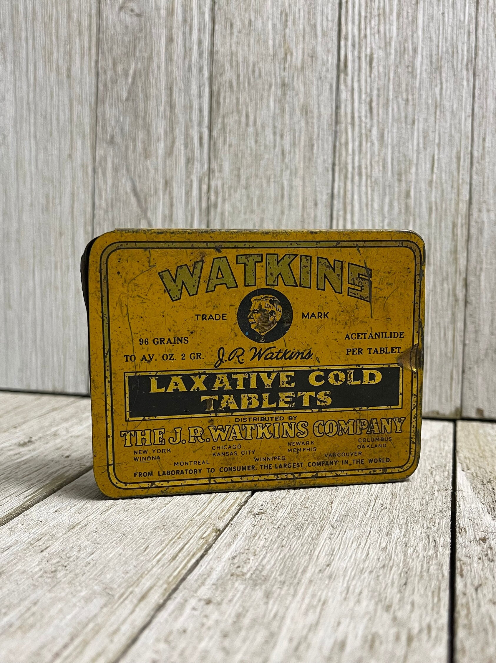 Watkins Laxative Cold Tablets Vintage Tin - Etsy