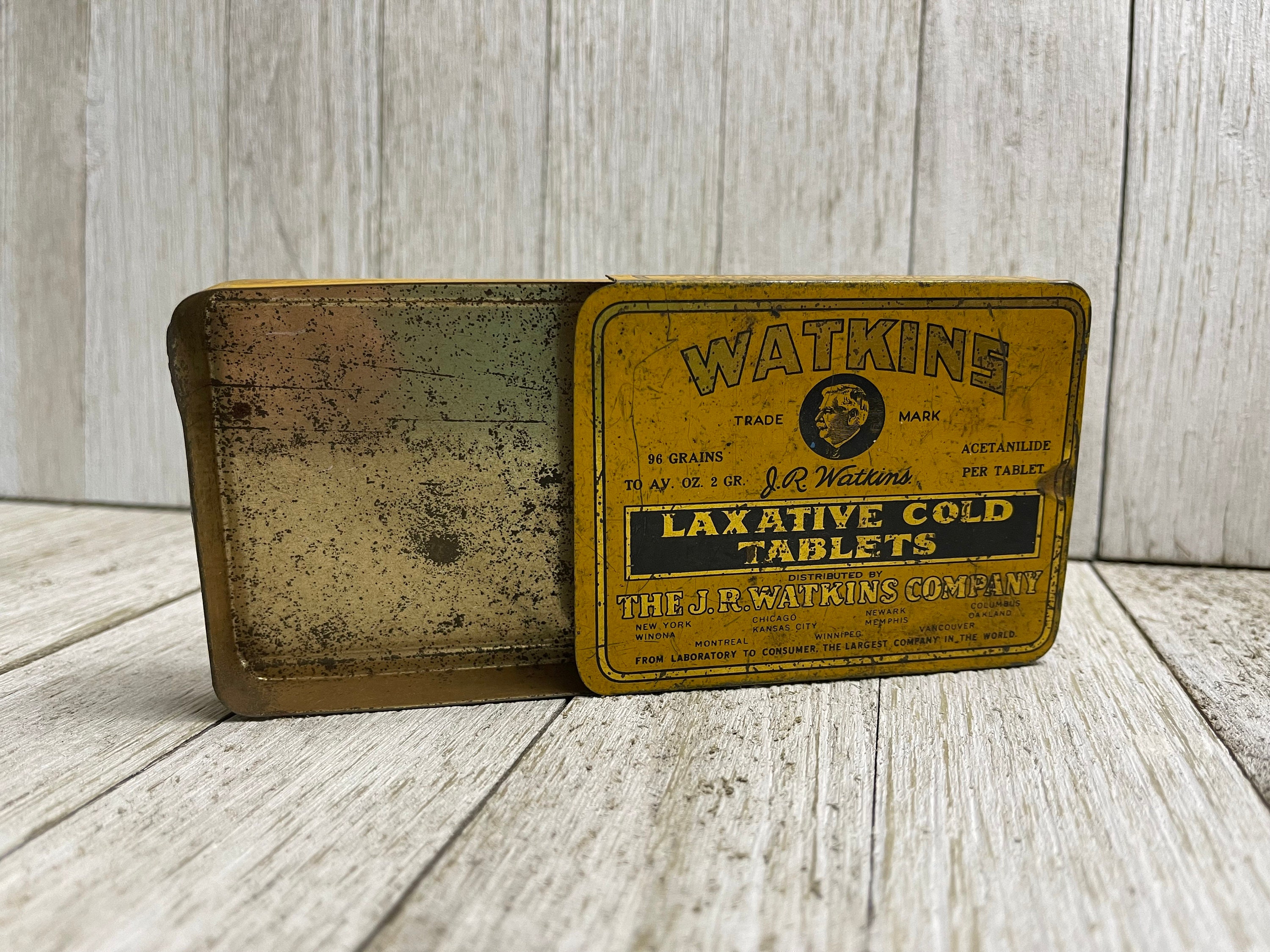 Watkins Laxative Cold Tablets Vintage Tin - Etsy