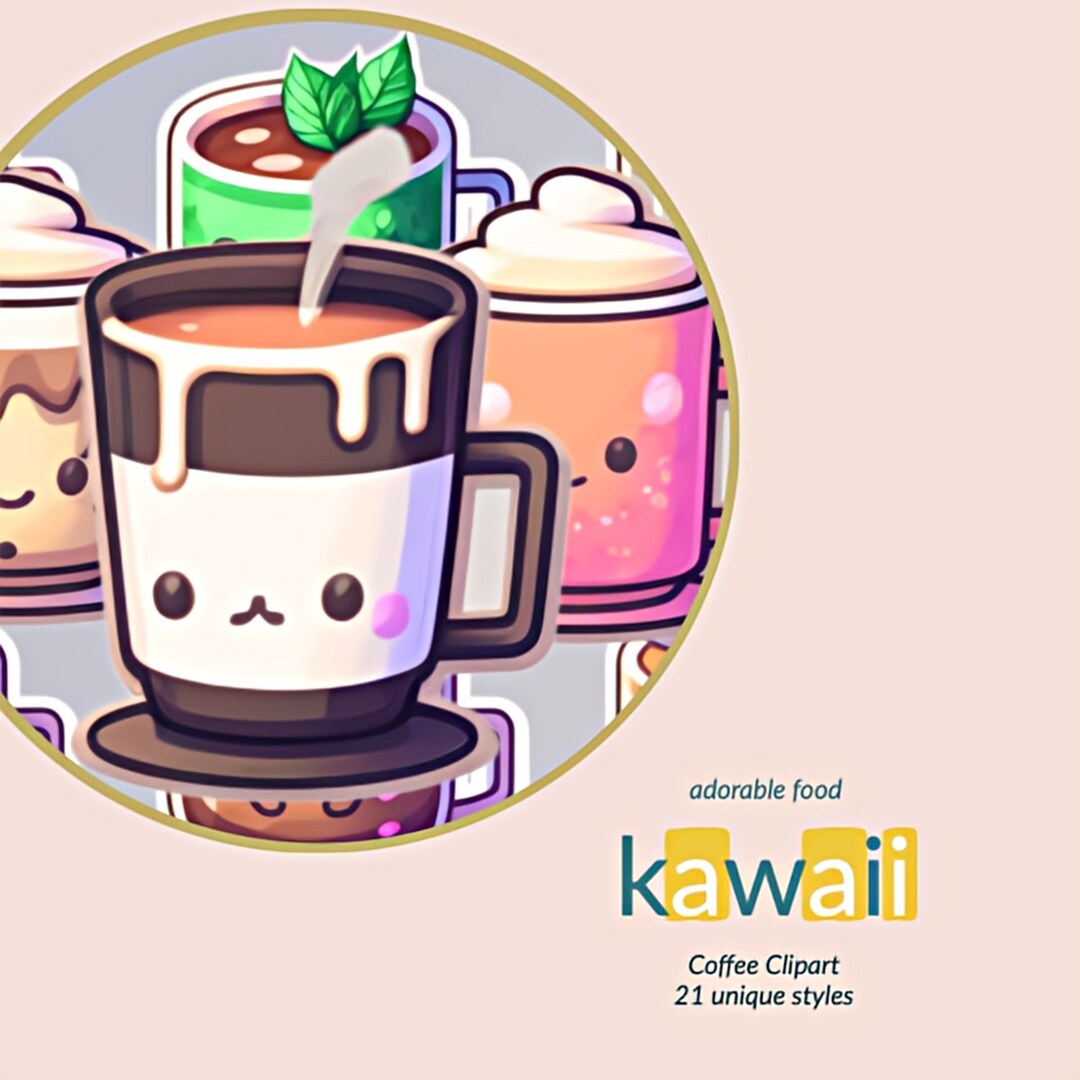 Kawaii Coffee Clipart PNG Adorable Drinks Graphics Digital Design - Etsy