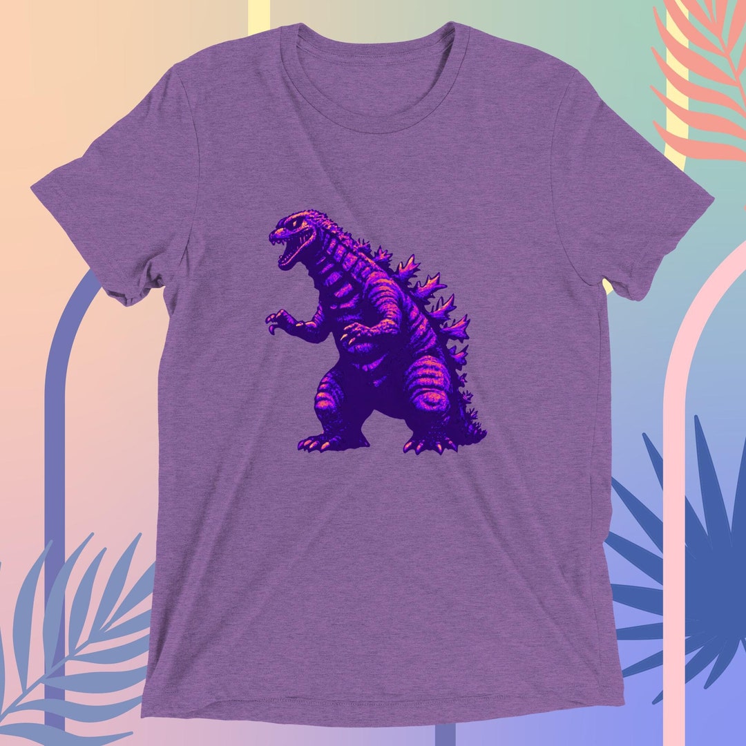 Cyber Punk Japanese Godzilla Synthwave T-shirt Godzilla Purple Shirt of ...