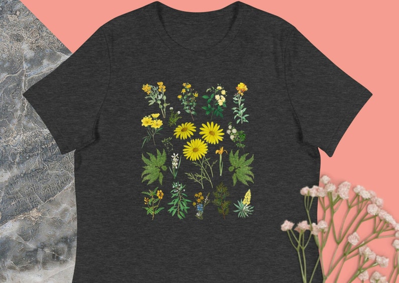 Yellow Floral T-shirt With Wildflowers Shirt With Floral Nature Shirt ...