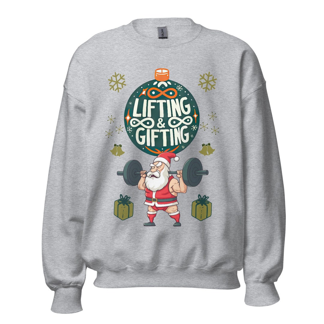 Weightlifting Santa Christmas Sweatshirt, Funny Gym Top - Etsy