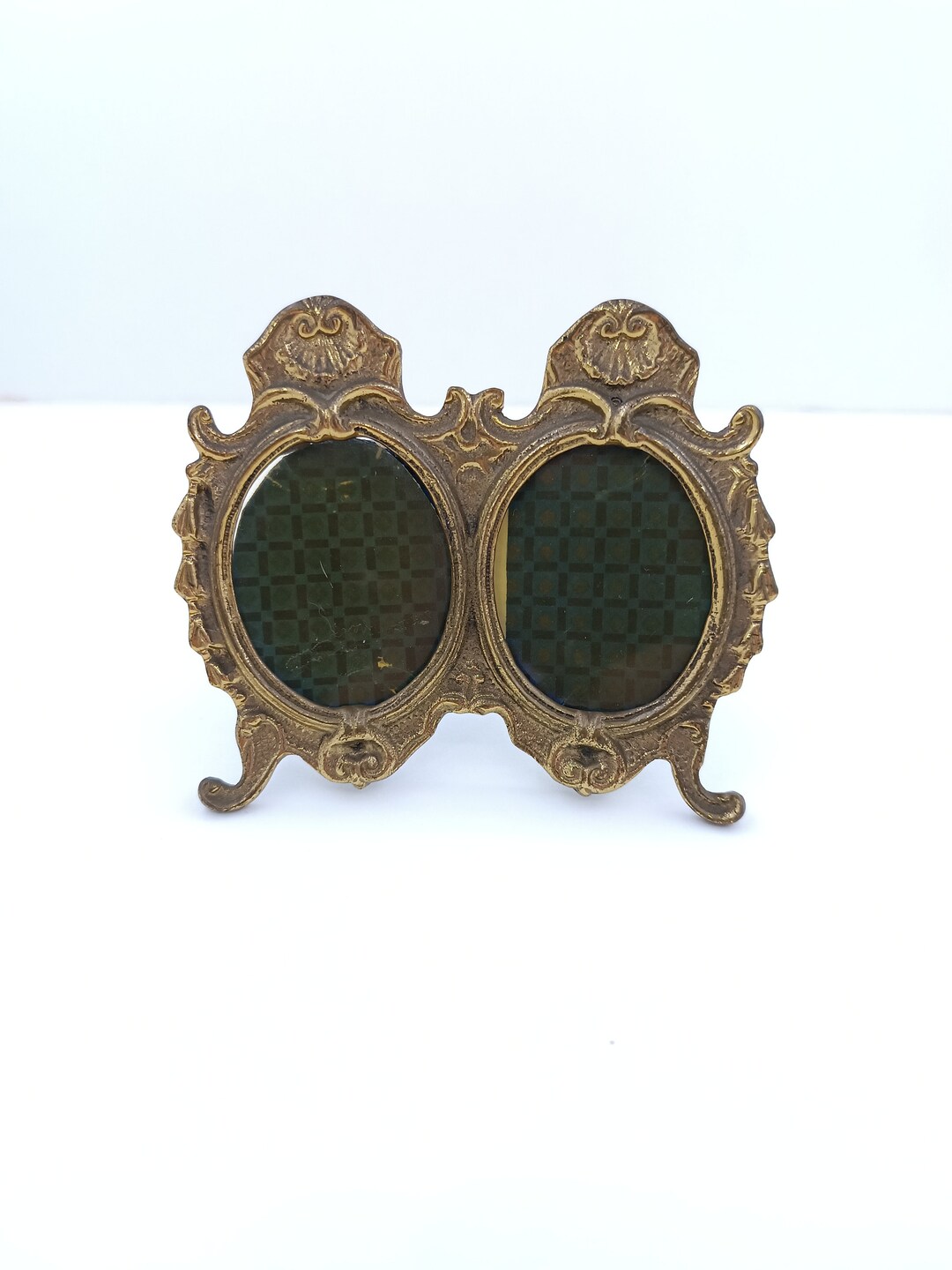 Vintage Small Double Picture Frame, Solid Brass, Victorian Style, Oval ...