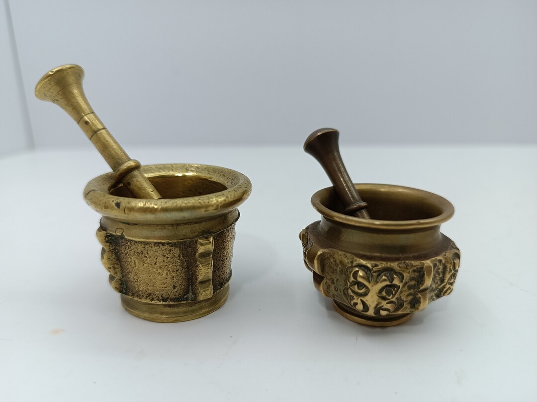 Solid Brass Miniature Mortar and Pestle Pair Vintage - Etsy