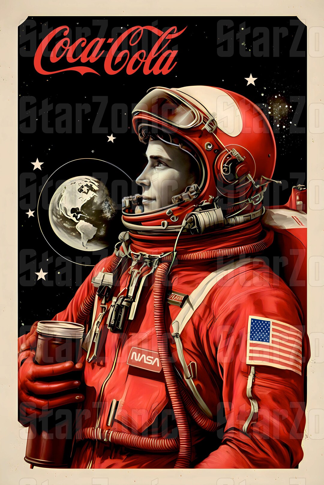 Coca Cola X NASA Custom Vintage Retro Style Poster Print Photo Portrait ...
