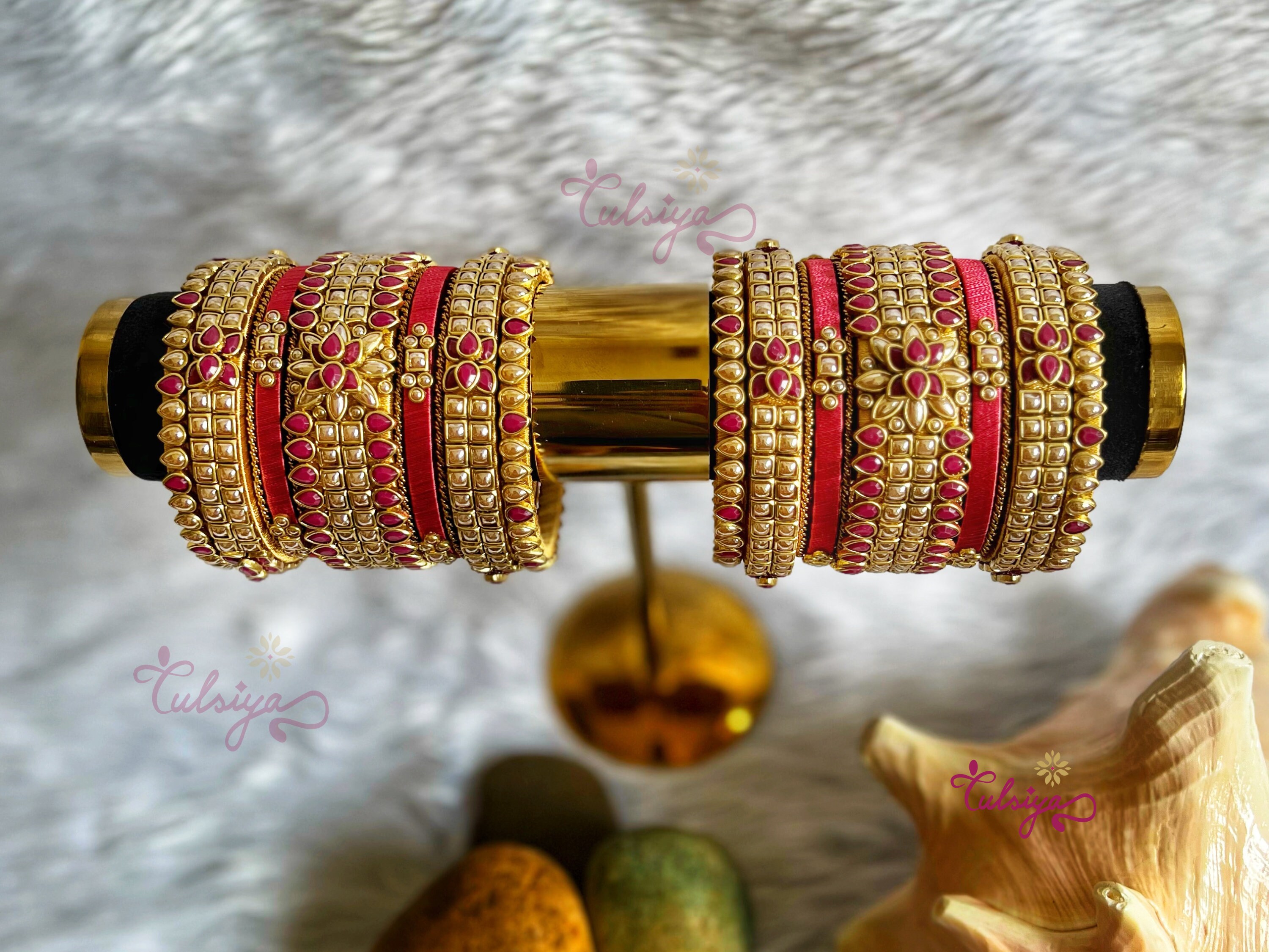 Bangle Set bridal Bangle Set Hand Made Silk Thread Kundan Bangles Klin Kaara Wedding Bangle Set ...
