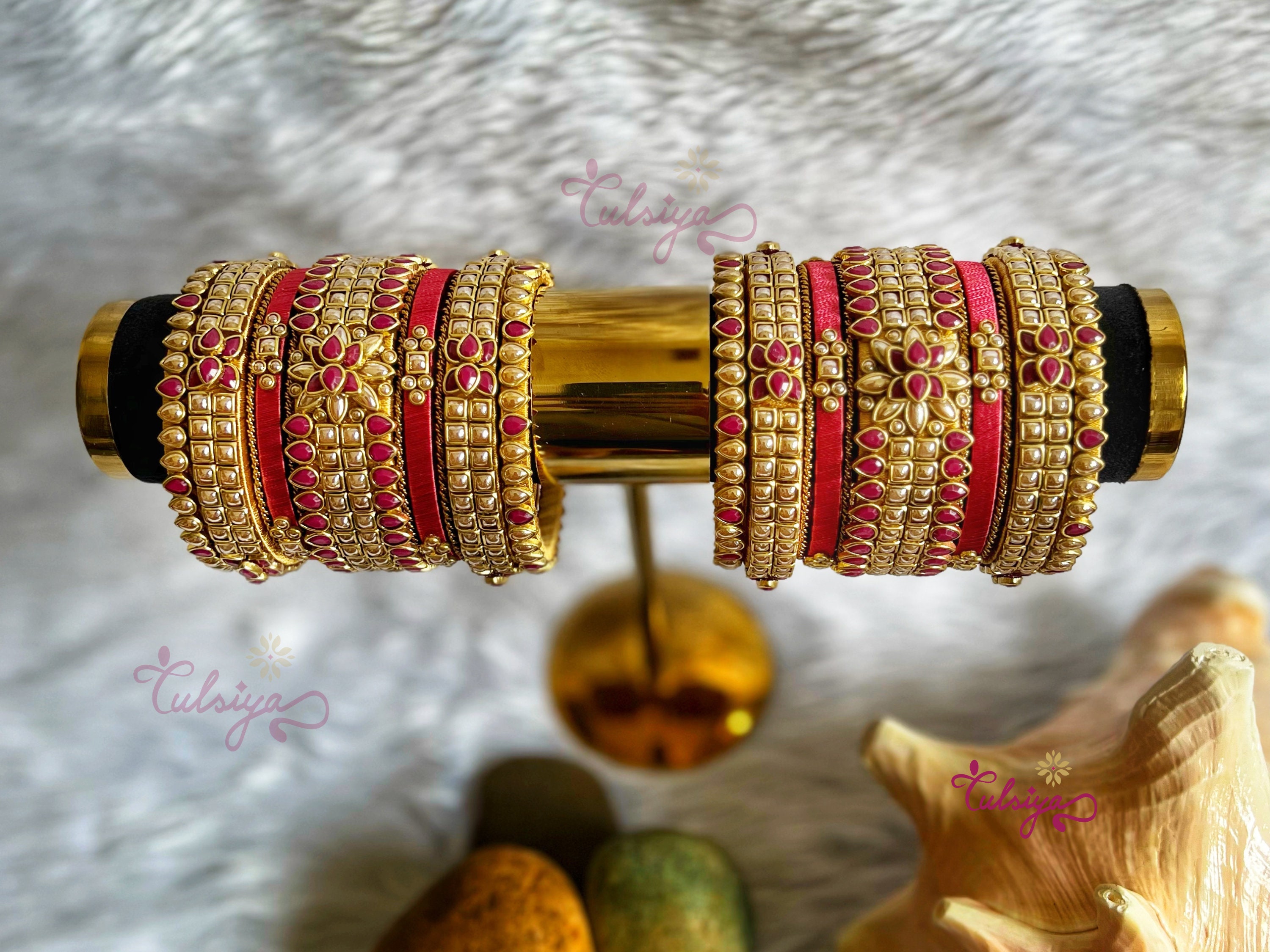Bangle Set bridal Bangle Set Hand Made Silk Thread Kundan Bangles Klin ...