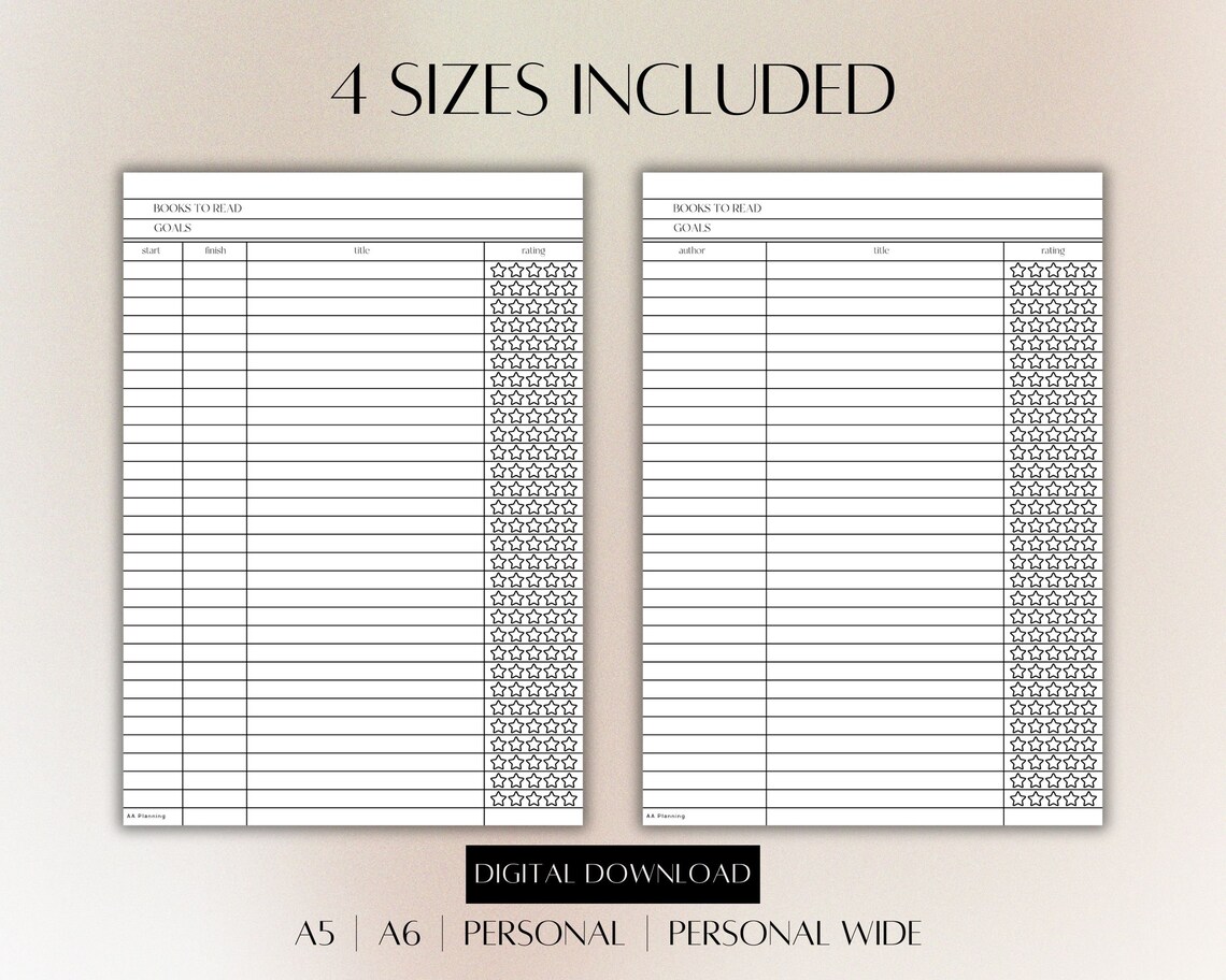 Reading Log, Books to Read List, Printable and Fillable PDF, Books Read ...