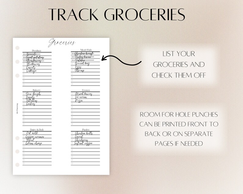 Grocery Shopping List, Digital Grocery Checklist, Printable Shopping ...
