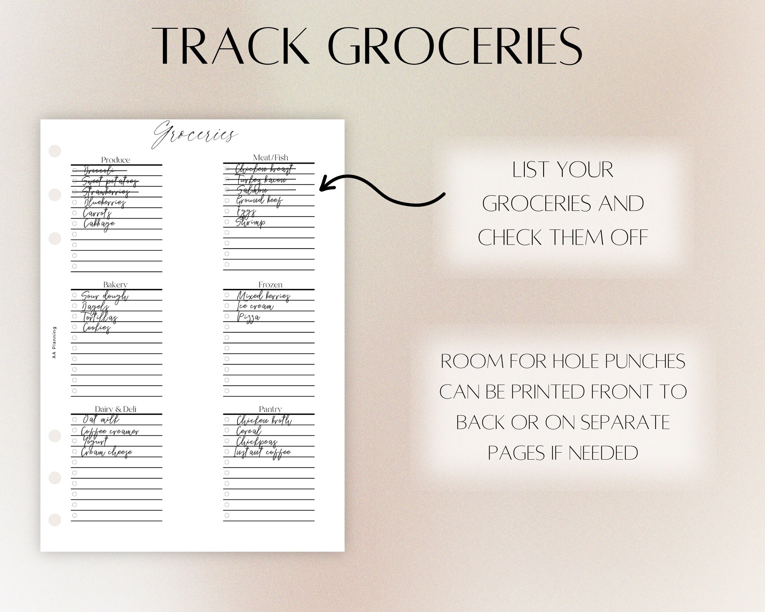 Grocery Shopping List, Digital Grocery Checklist, Printable Shopping ...
