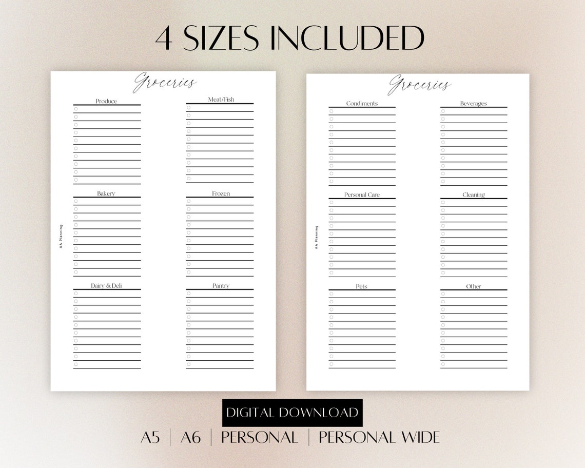 Grocery Shopping List, Digital Grocery Checklist, Printable Shopping ...