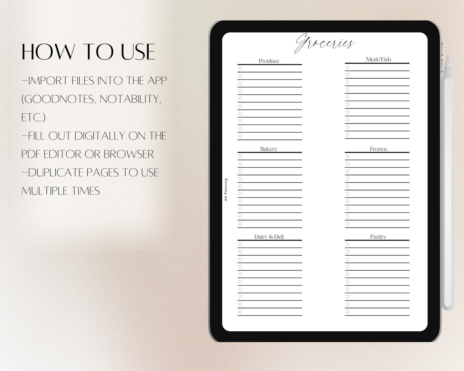 Grocery Shopping List, Digital Grocery Checklist, Printable Shopping ...