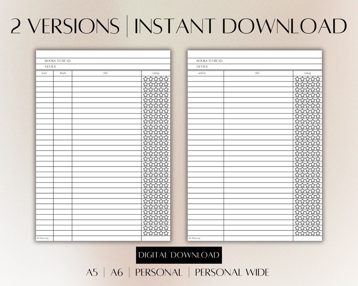 Reading Log, Books to Read List, Printable and Fillable PDF, Books Read ...