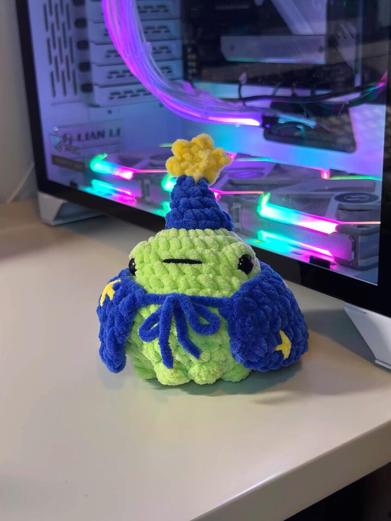 Froggy Plushie Pink Wizard Frog Amigurumi Wizard Frog Crochet Handmade ...