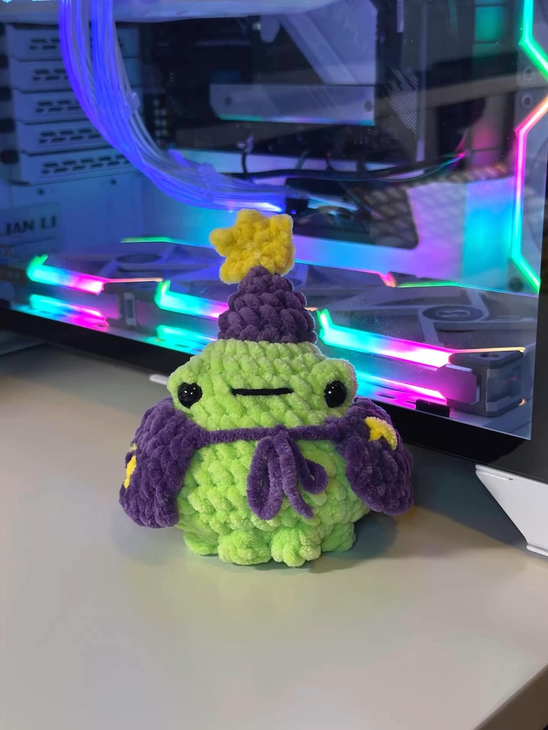 Froggy Plushie Pink Wizard Frog Amigurumi Wizard Frog Crochet Handmade ...