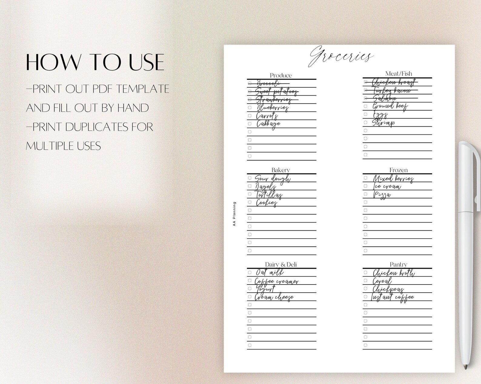 Grocery Shopping List, Digital Grocery Checklist, Printable Shopping ...