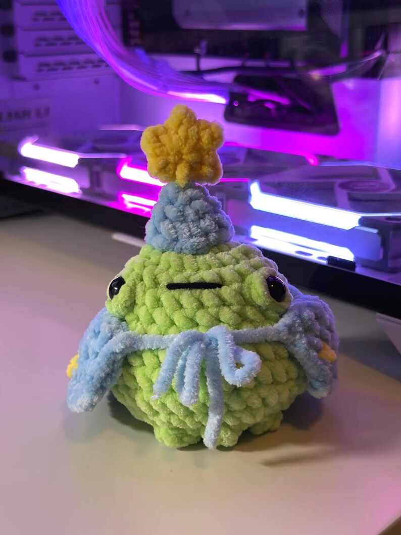 Froggy Plushie Pink Wizard Frog Amigurumi Wizard Frog Crochet Handmade ...