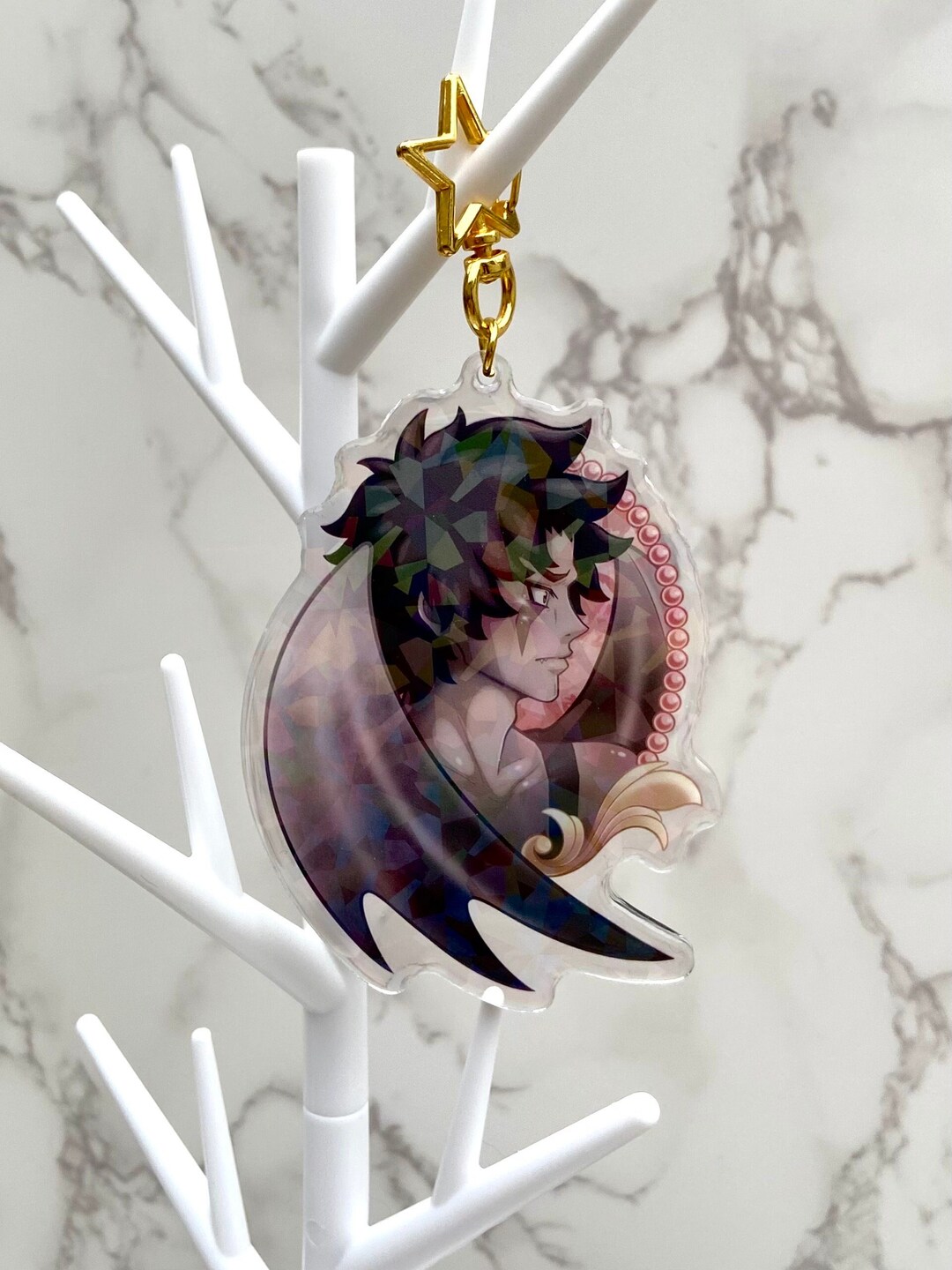 Handsome Devil - Demonic Sad Boy Keychain [holographic Shatter Acrylic ...