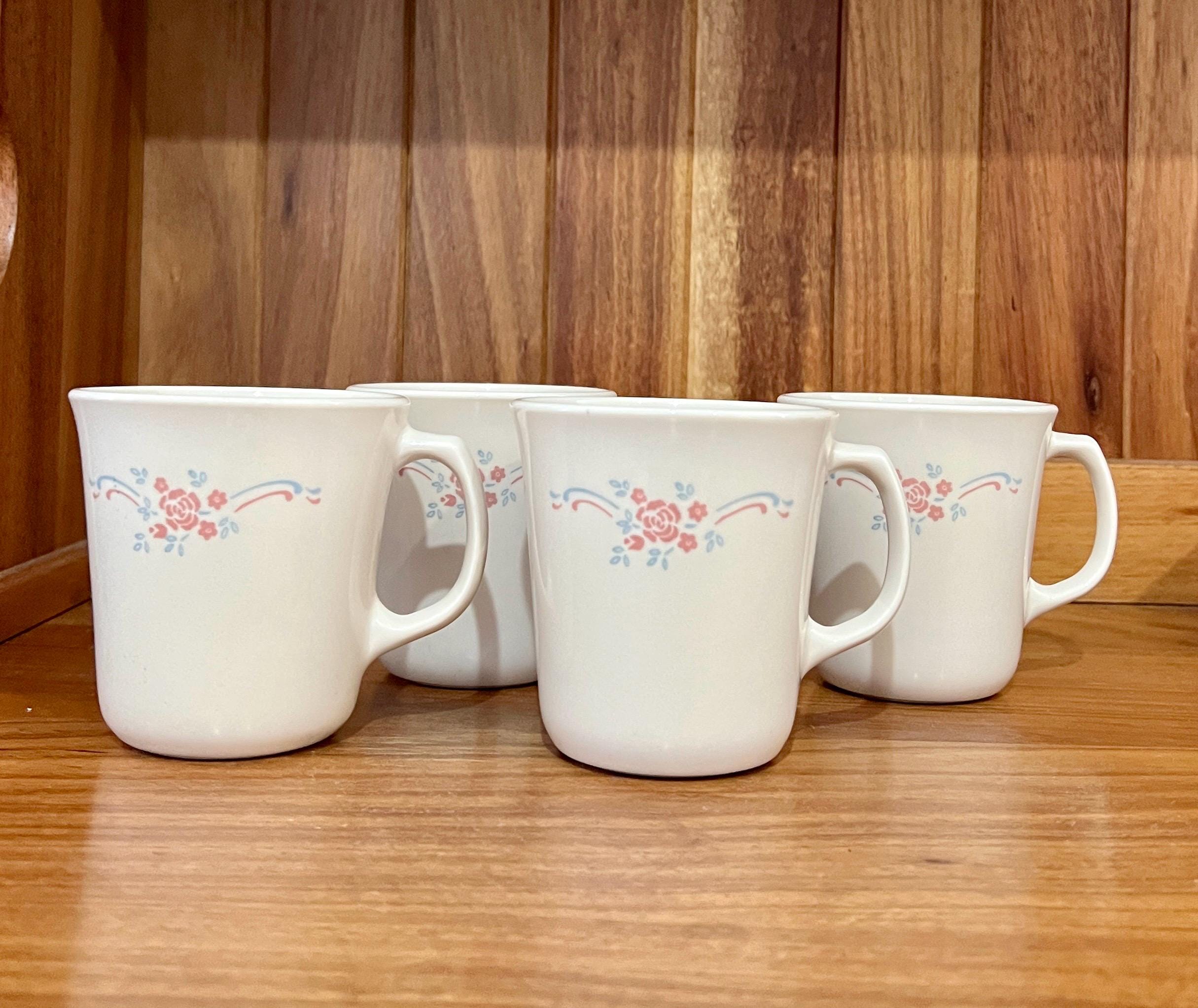 1990s Vintage CORNING WARE Corelle English Breakfast Mugs 4 Piece Set ...