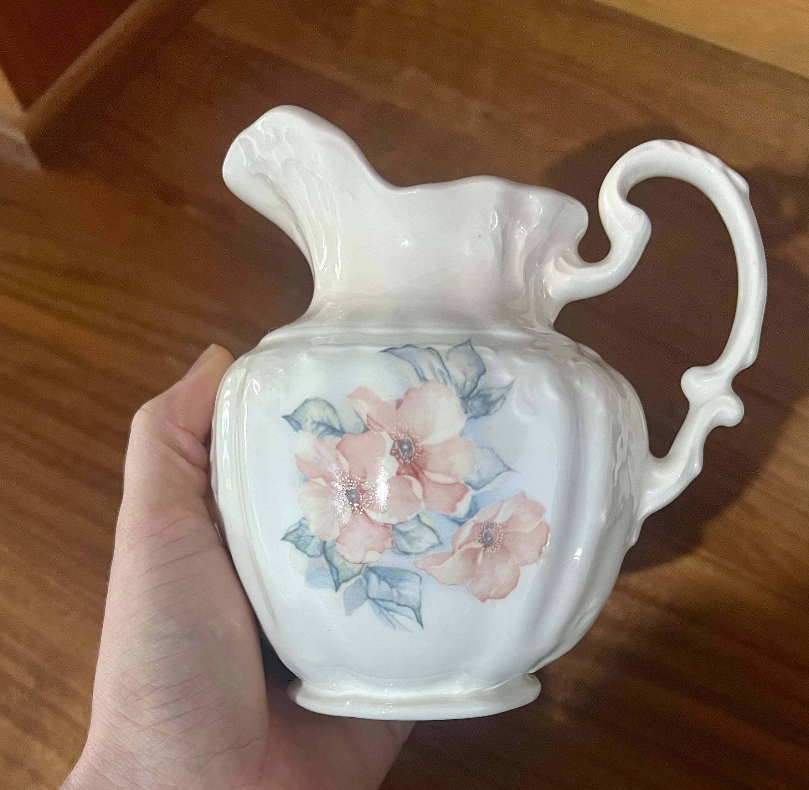 1950s VINTAGE ARNELS Small Pitcher and Wash Basin Floral Pink Design ...